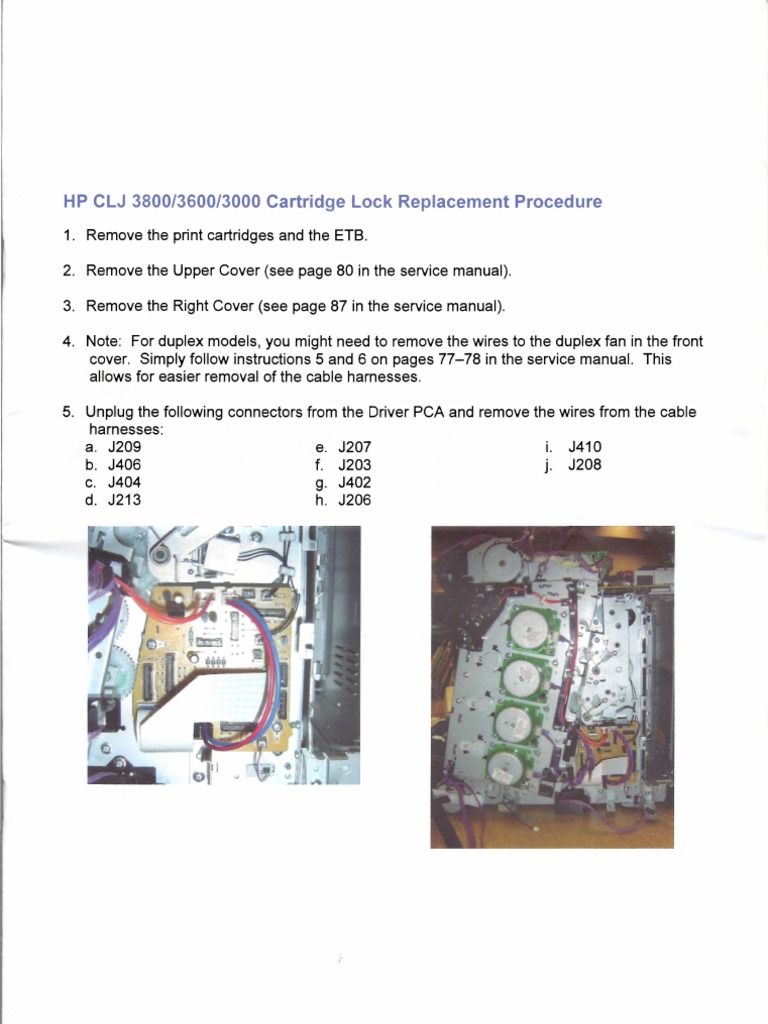CLJ 3000 3600 3800 Cartridge Lock Replacement Procedure | PDF | Lock ...