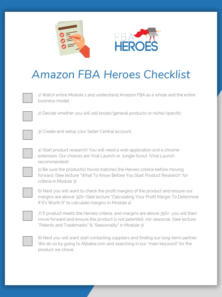 Amazon FBA Heroes Checklist | PDF | Business Economics | Marketing