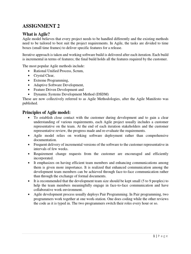 Agile Assignment 2 | PDF | Agile Software Development | Software ...