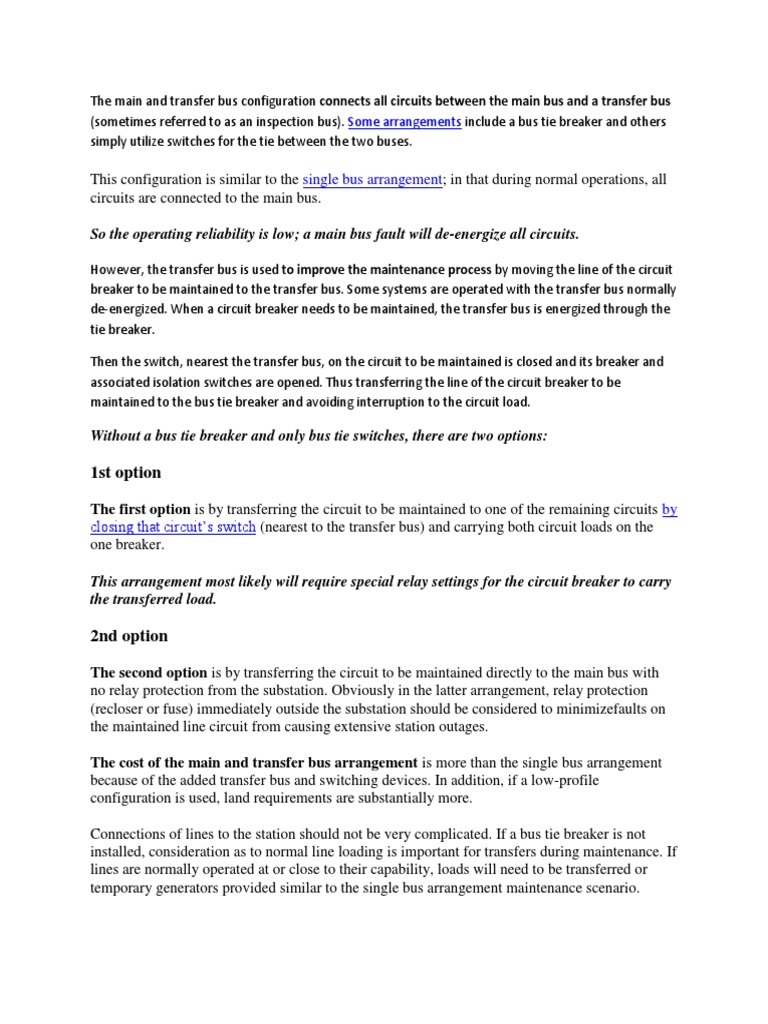 Single Bus Arrangement: 1st Option | Download Free PDF | Relay ...