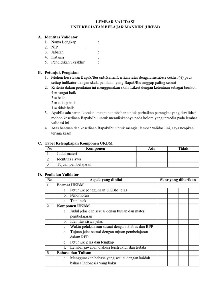 Lembar Validasi RPP | PDF