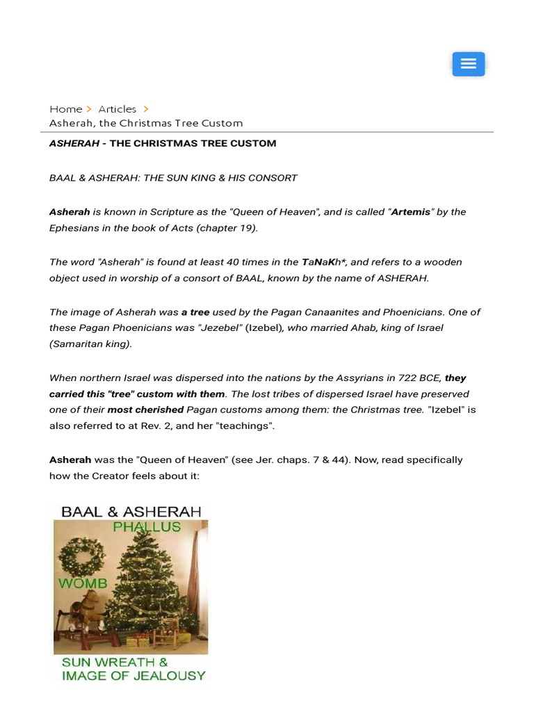 Asherah-The Christmas Tree Custom | PDF | Elijah | Torah