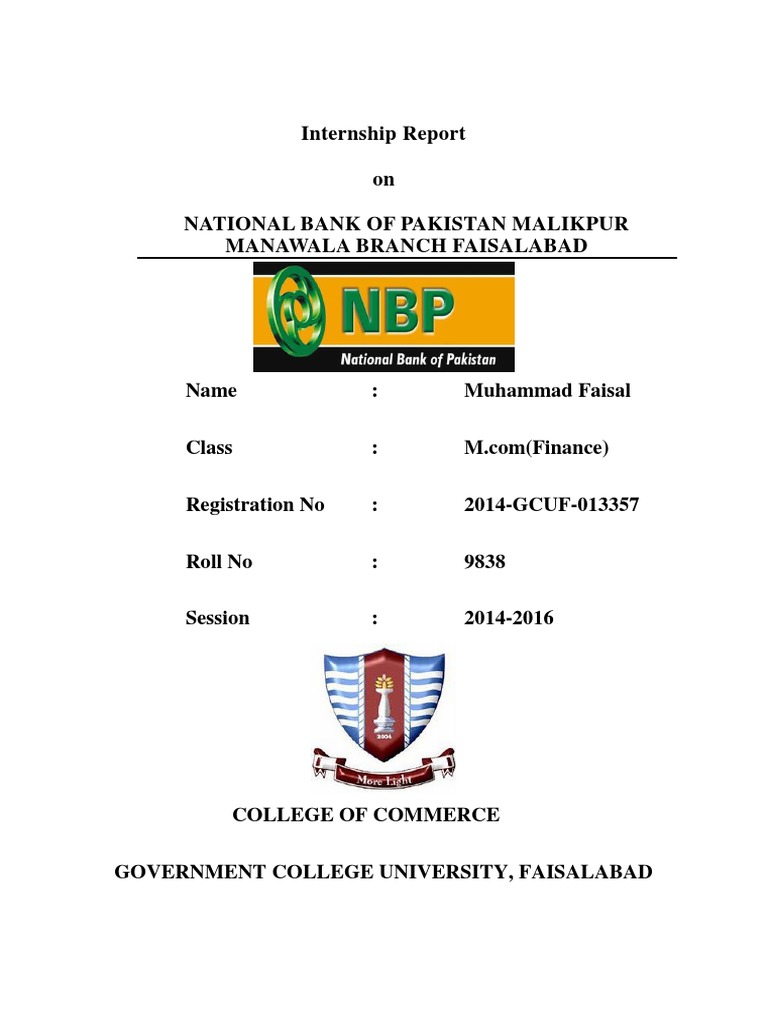 An Internship Report on the Operations and Services of the National ...