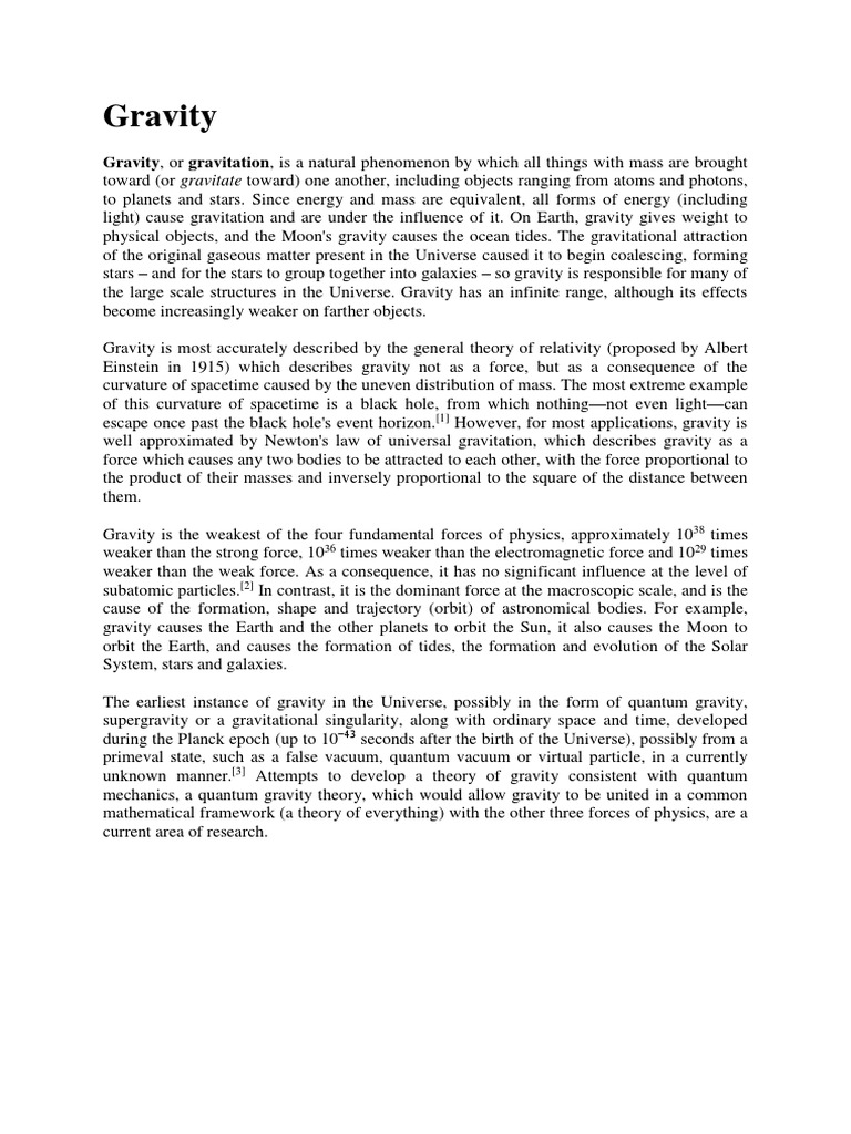 Gravity Reading Text | PDF | Gravity | Astronomy
