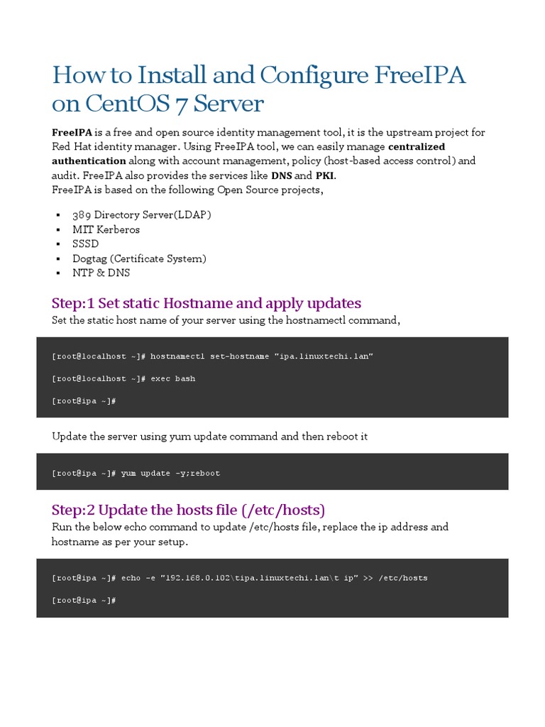 How To Install And Configure Freeipa On Centos 7 Server Pdf Sudo Domain Name System