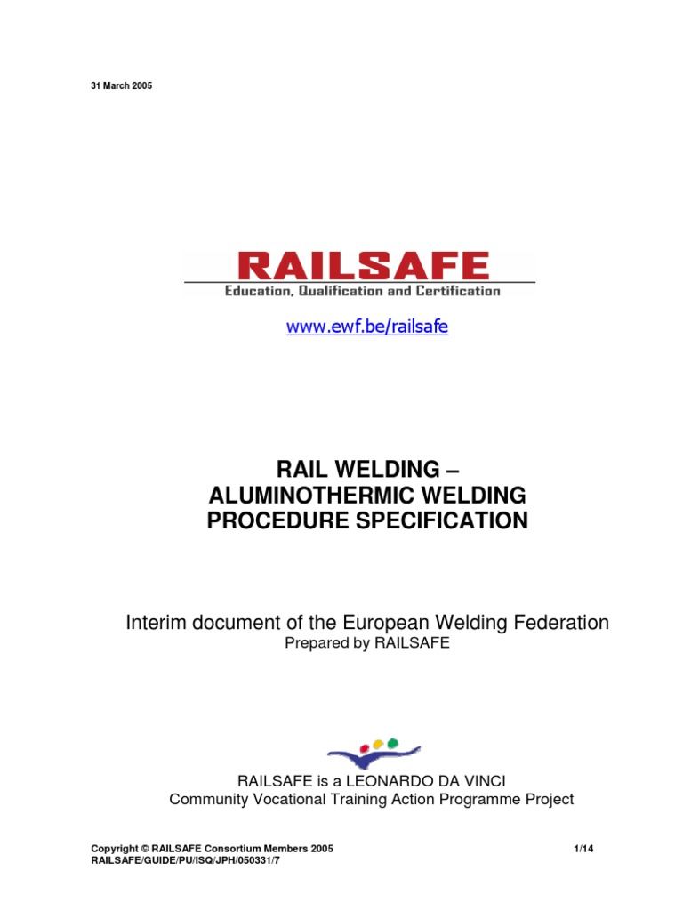 4 - RAILSAFE Welding Procedures Final | PDF | Track (Rail Transport ...