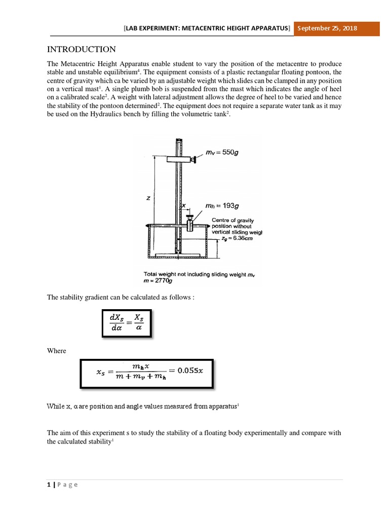Determining Stability and Metacentric Height through Laboratory ...
