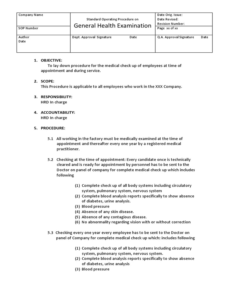 ASEAN TMHS GMP Training Chapter 4 Annex 3 Sample SOP General Health ...