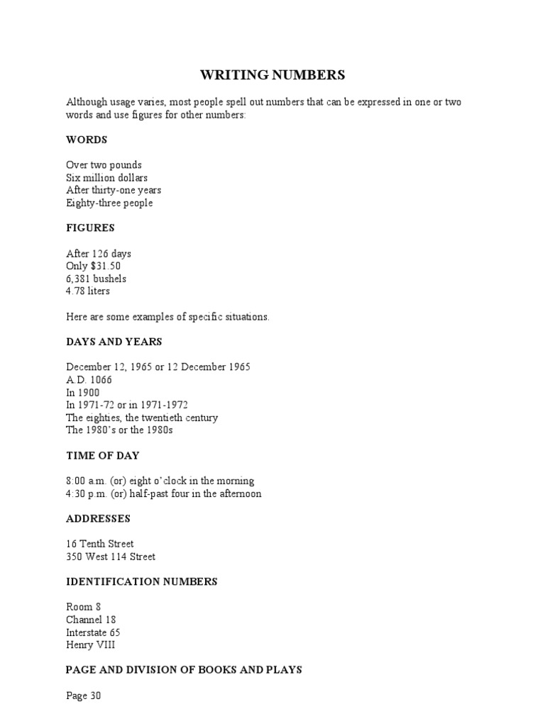 Writing Numbers: Rules and Examples | PDF | Sports & Recreation