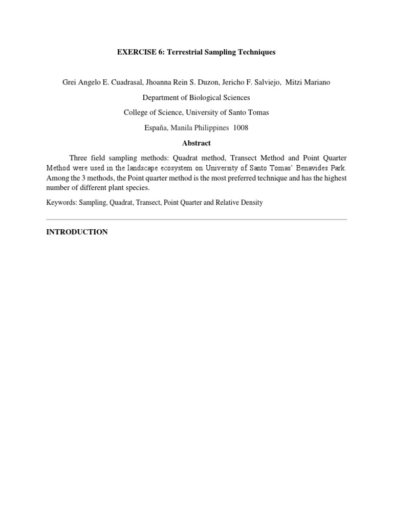 Plant Sampling Techniques Comparison | PDF | Cartesian Coordinate ...