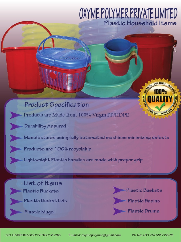 Plastic Household Items: Products Are Made From 100% Virgin PP/HDPE ...