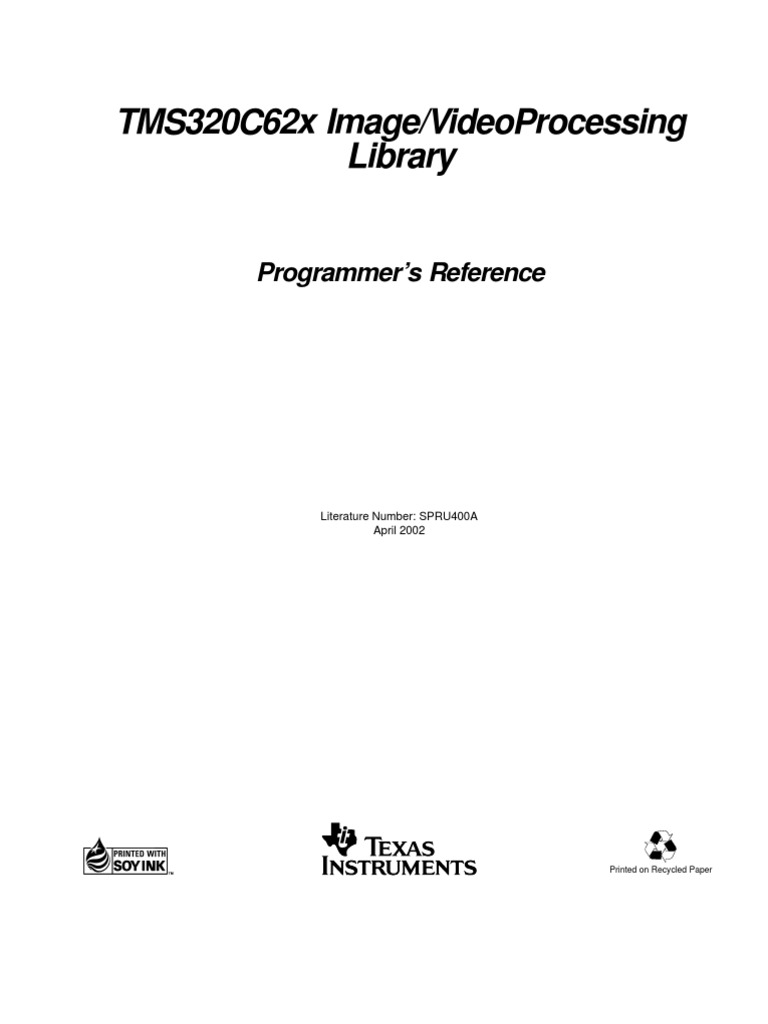 Tms320C62X Image/Videoprocessing Library: Programmer'S Reference | PDF | Data Compression ...
