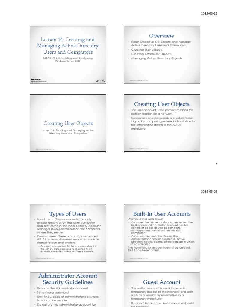 Lesson 14: Creating and Managing Active Directory Users and Computers | PDF | Active Directory ...
