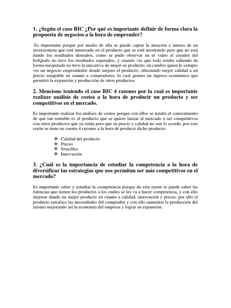 Analisis de Caso BIC | PDF