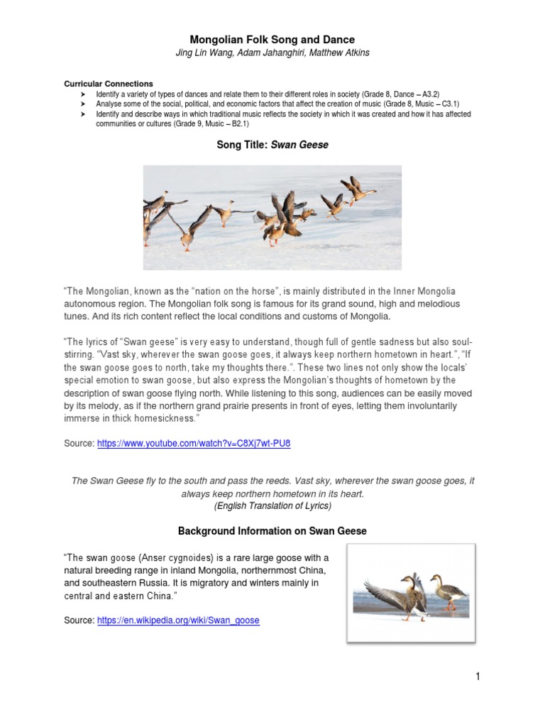Mongolian Song and Dance Lesson Plan - March 13 2019 | PDF | Mongolia ...