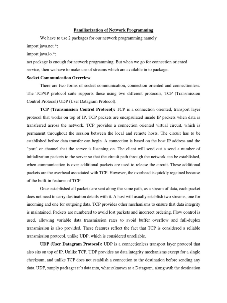 Familiarization of Network Programming | PDF | Internet Protocol Suite | Transmission Control ...
