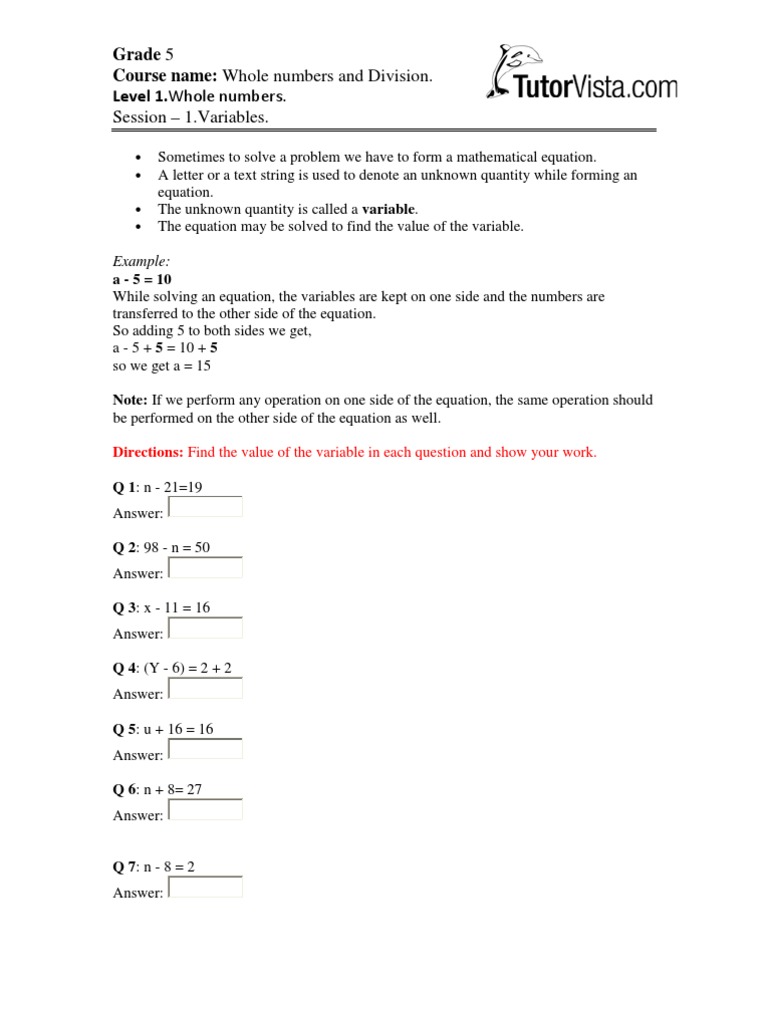 Understanding Variables in Equations | PDF | Teaching Methods & Materials