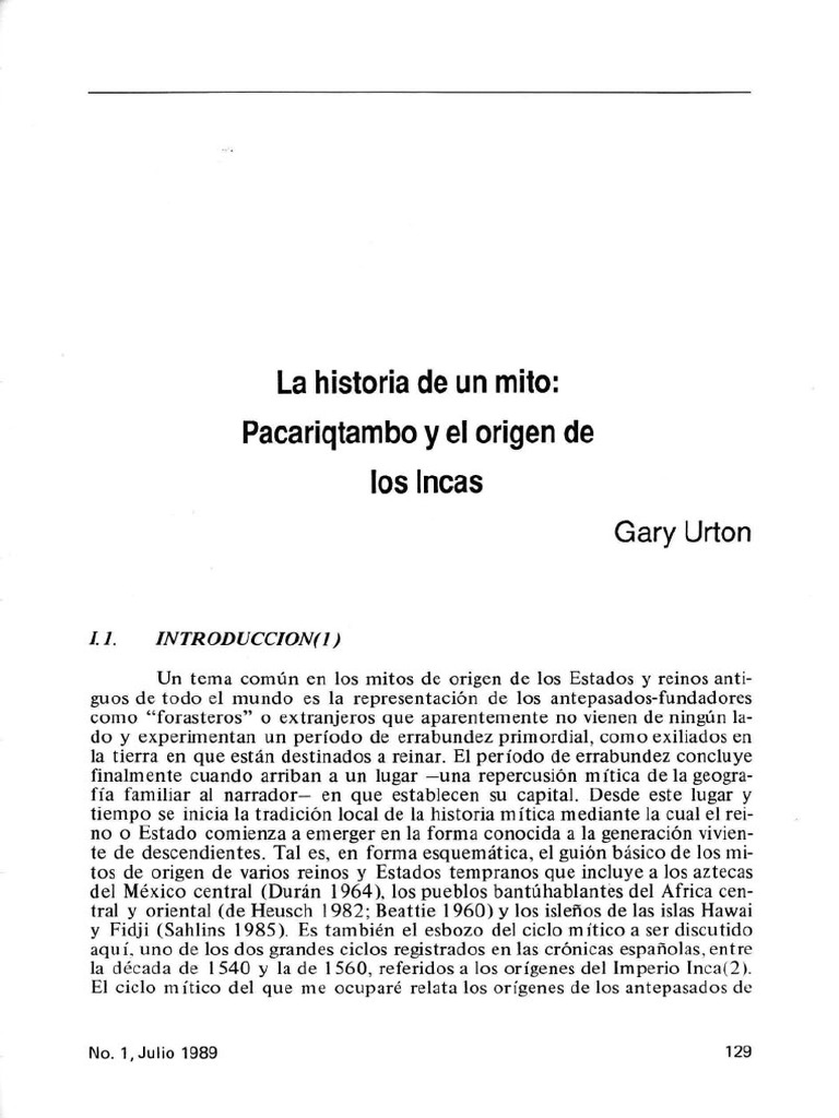 Pacariqtambo: Origen de los Incas | PDF | Imperio Inca | Nobleza