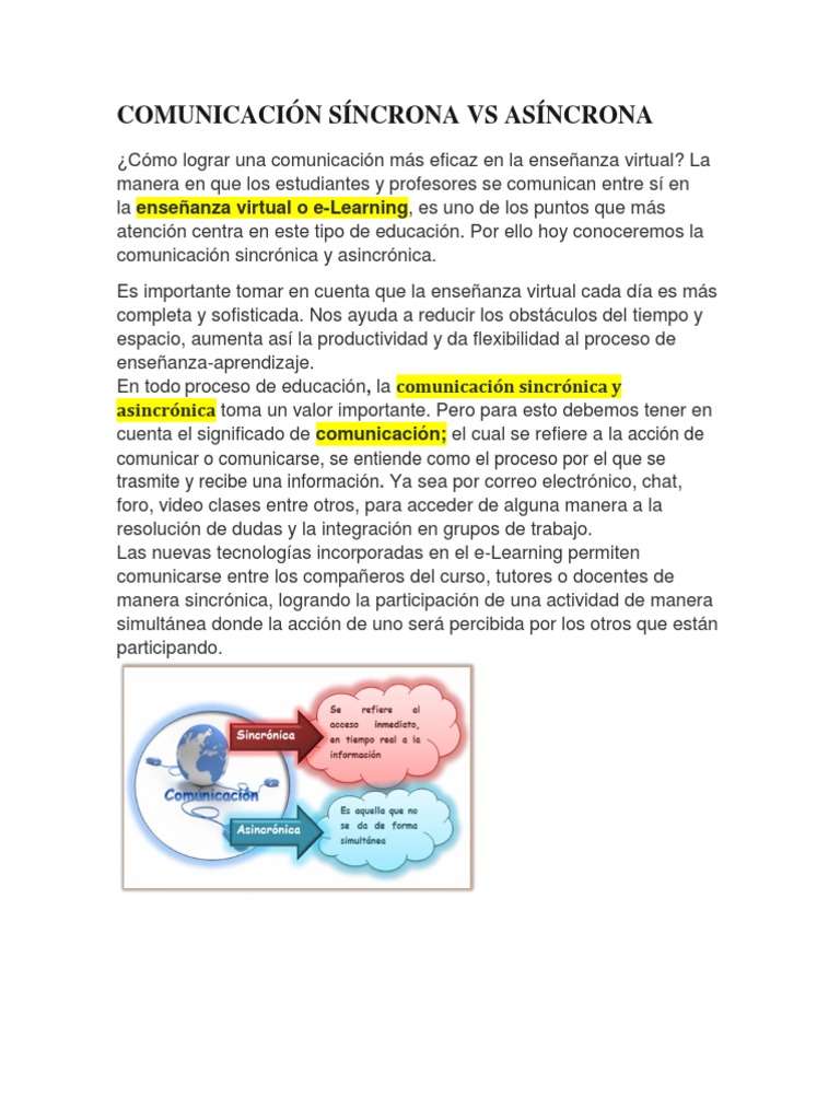 Comunicación Síncrona VS Asíncrona | PDF | Chat en linea | Comunicación