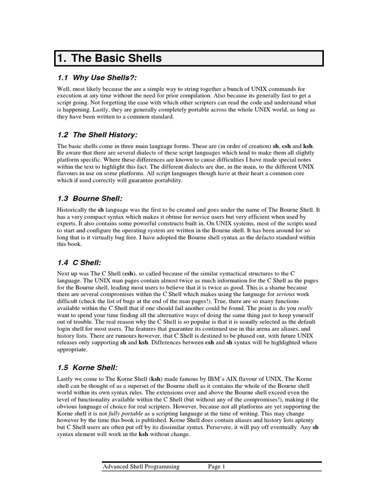 The Basic Shells | PDF | Command Line Interface | Unix