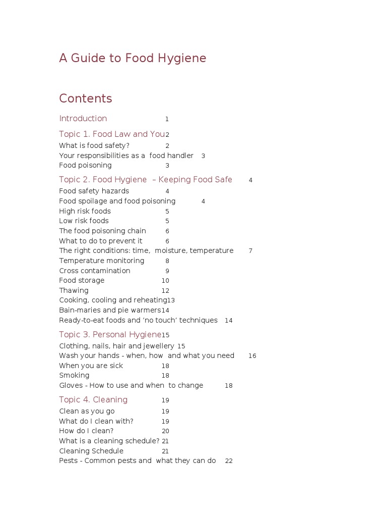 A Guide To Food Hygiene | PDF | Food Storage | Disinfectant