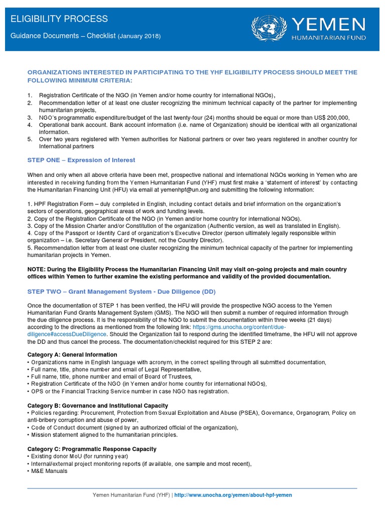 YHF - Eligibility Process Guidance - 0 | PDF | Non Governmental ...