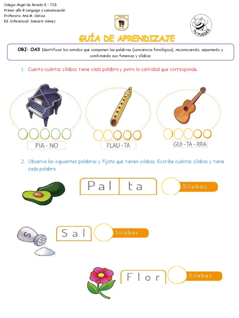 Guia Segmentacion Silabica | PDF