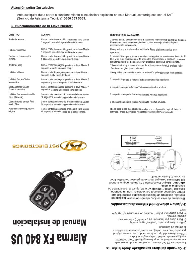 Manual PST FX840US Motorusa | PDF | Control remoto