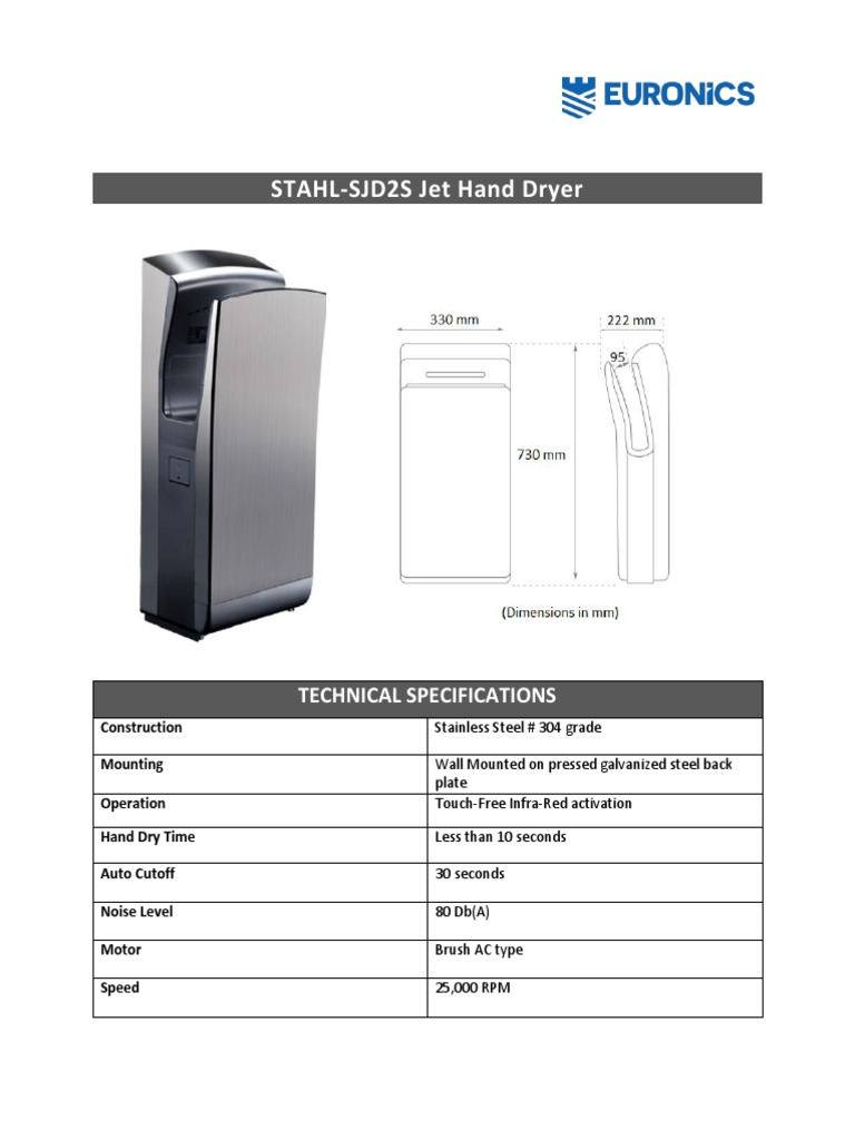 Hand Dryer Technical Data | PDF