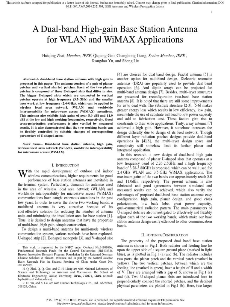 A Dual-Band High-Gain Base Station Antenna For Wlan and Wimax ...