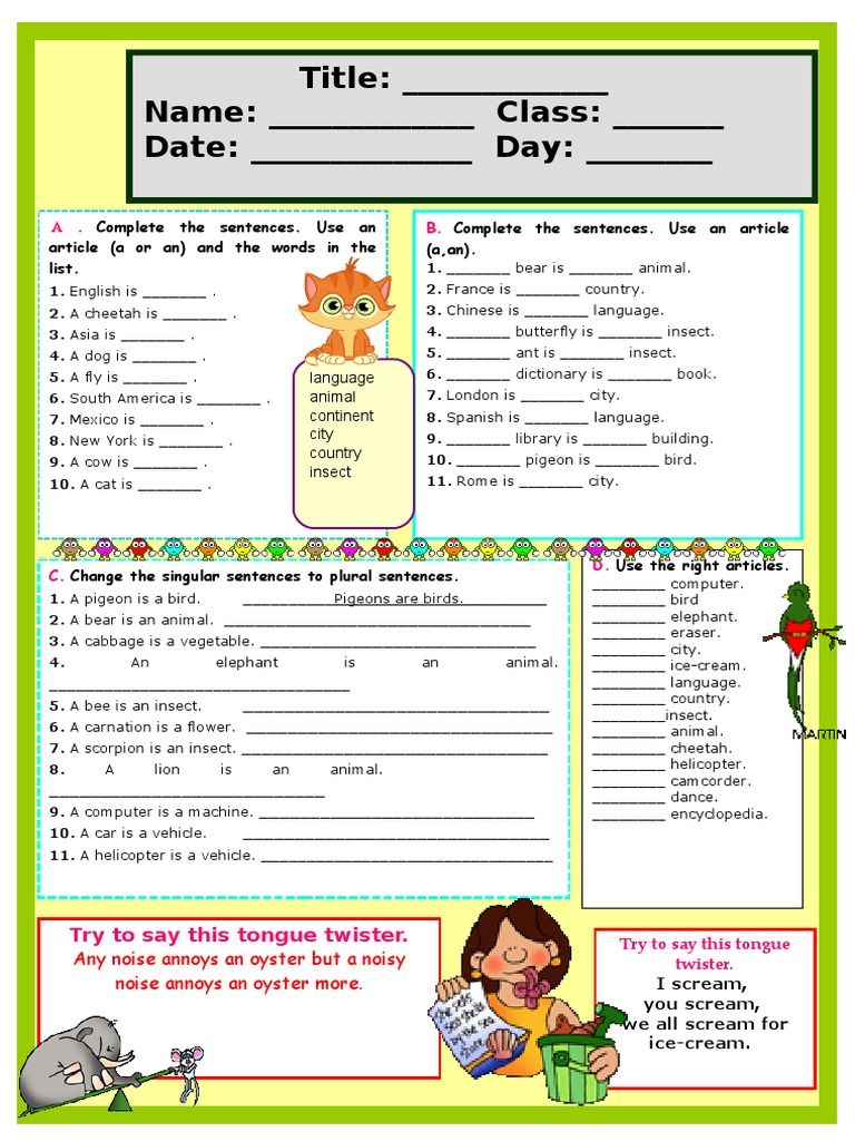 Title: - Name: - Class: - Date: - Day | Download Free PDF | Linguistics