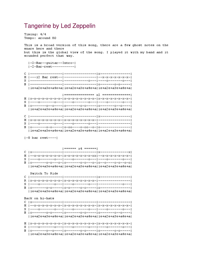 Tangerine by Led Zeppelin | PDF | Popular Music | Musical Forms