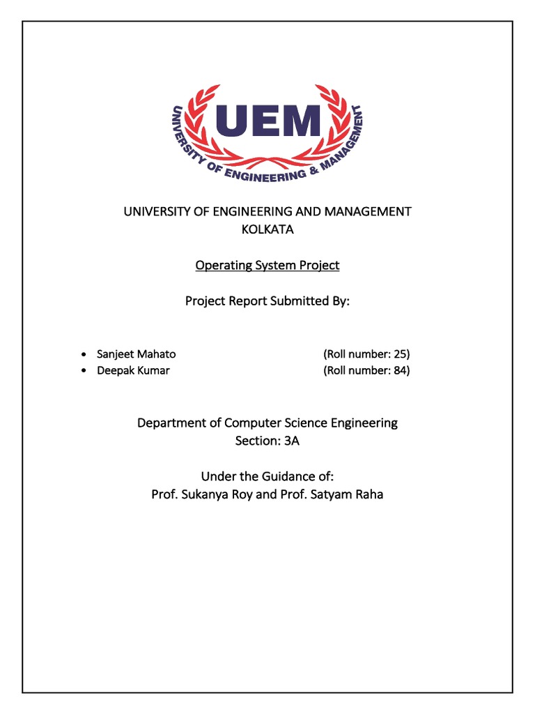 University of Engineering and Management Kolkata Operating System ...