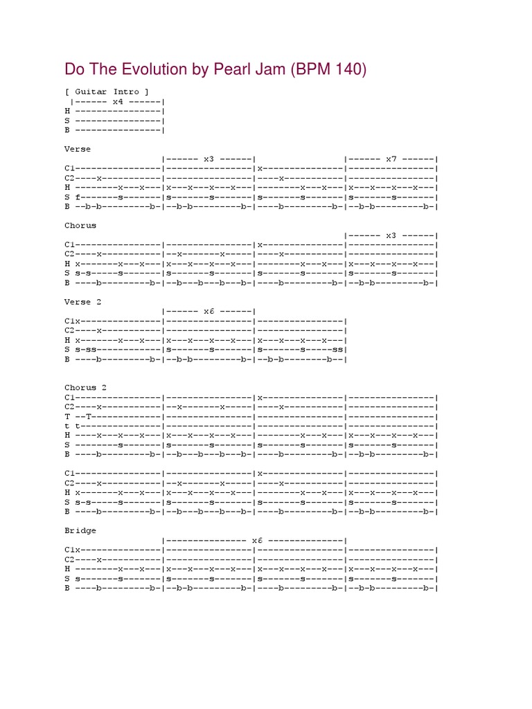 Do The Evolution: Guitar Tabs | PDF | Song Structure | Entertainment