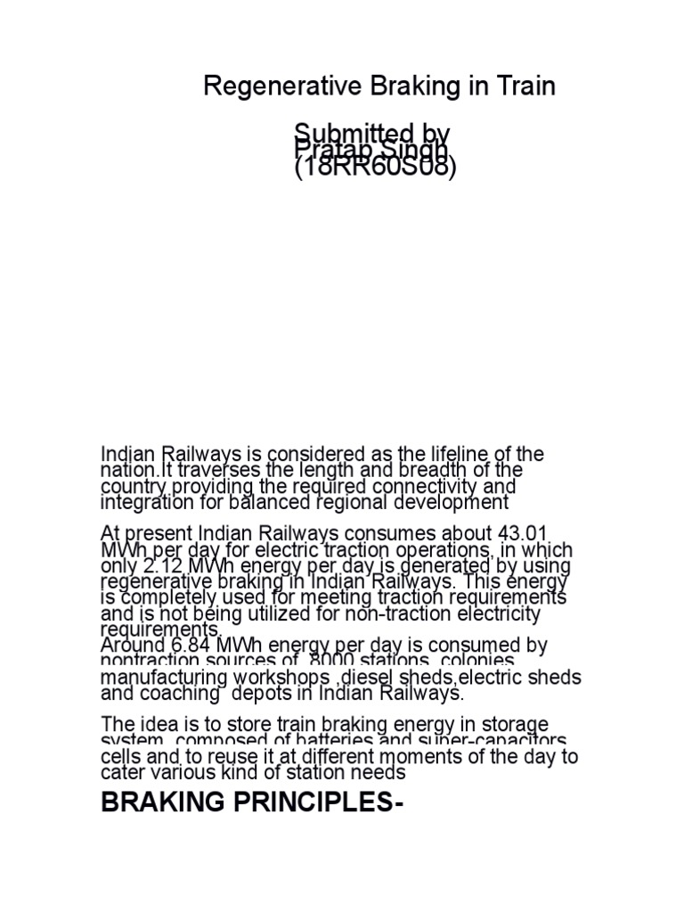 Project On Regenerative Braking | PDF | Brake | Vehicles
