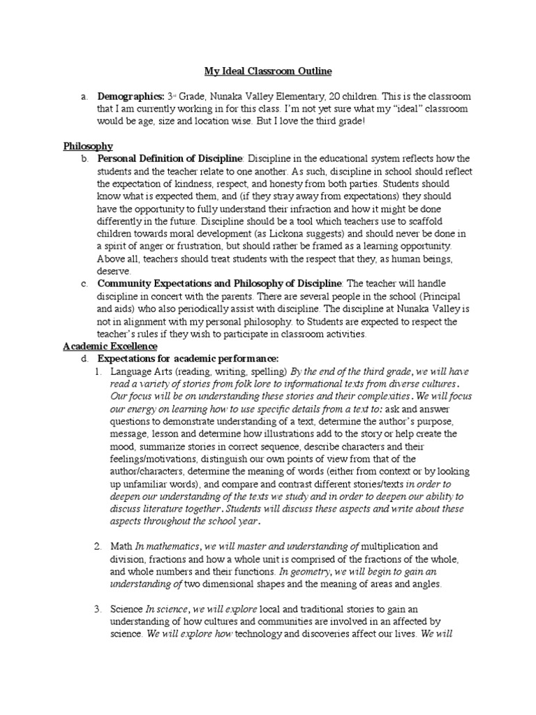 Ideal Classroom Outline-1 | Download Free PDF | Classroom Management ...