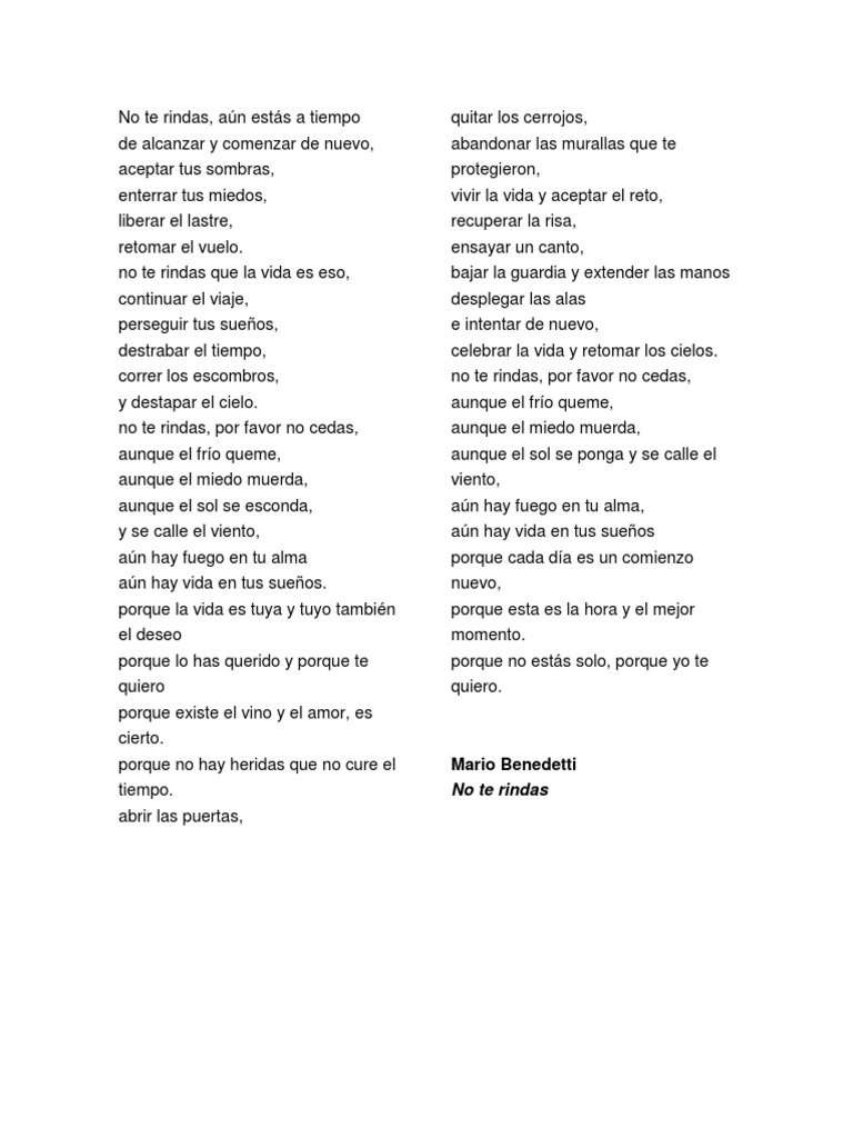 Poema-No Te Rindas | PDF | Ocio