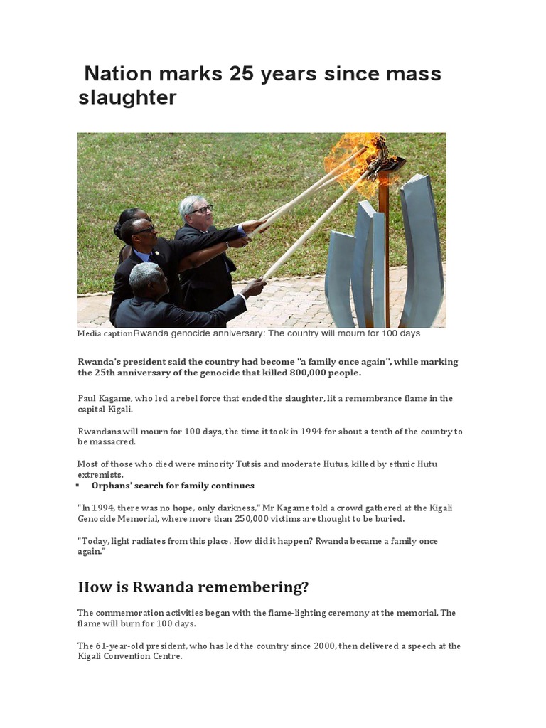 Nation Marks 25 Years Since Mass Slaughter | PDF | Rwandan Genocide ...