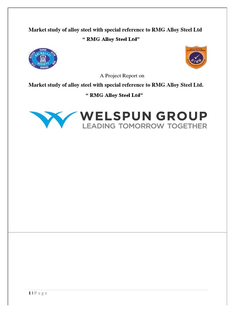 Market Study of Alloy Steel With Special Reference To RMG Alloy Steel ...