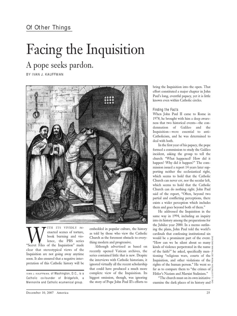 Pope John Paul II's Efforts to Confront the History of the Inquisition | PDF | Spanish ...
