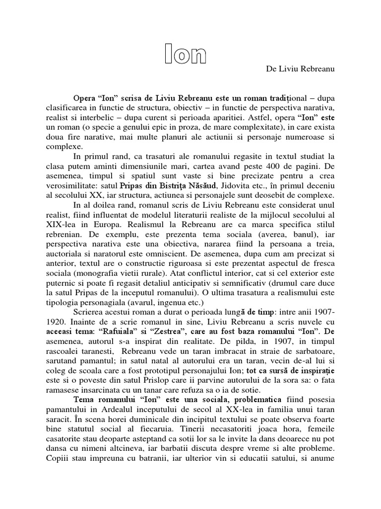 Ion, de Liviu Rebreanu | PDF
