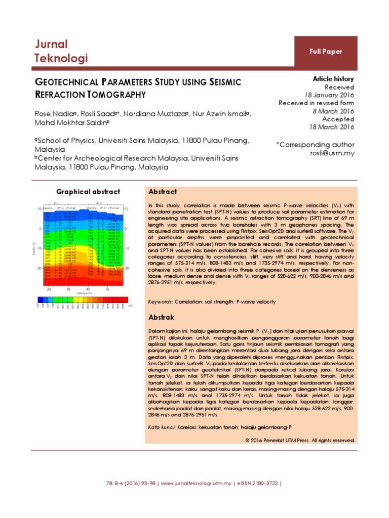 Geotechnical Parameters Study Using Seismic Refraction Tomography | PDF ...