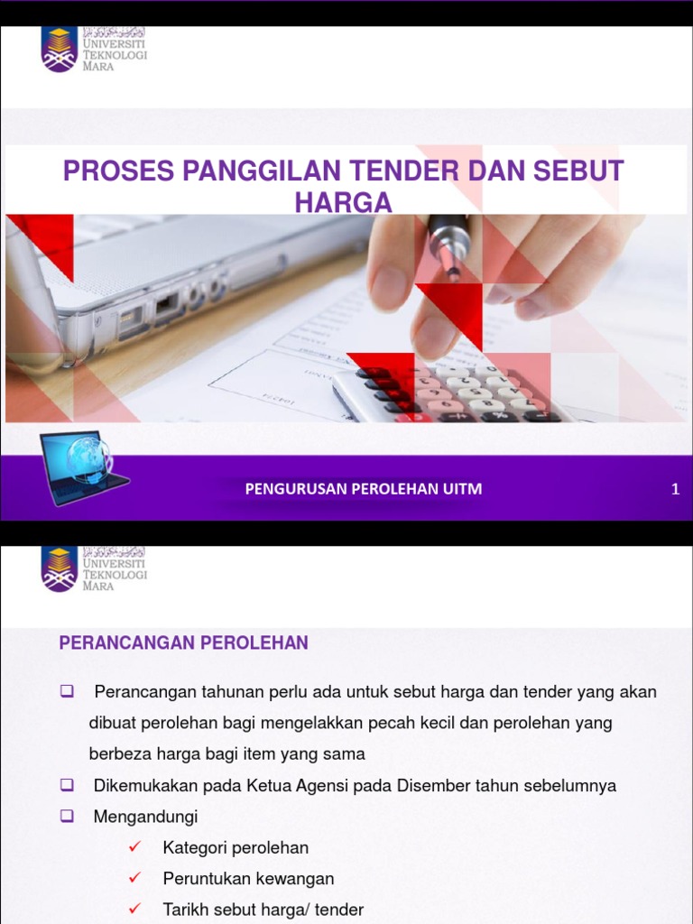 Taklimat Proses Panggilan Tender Sebut Harga PDF | PDF
