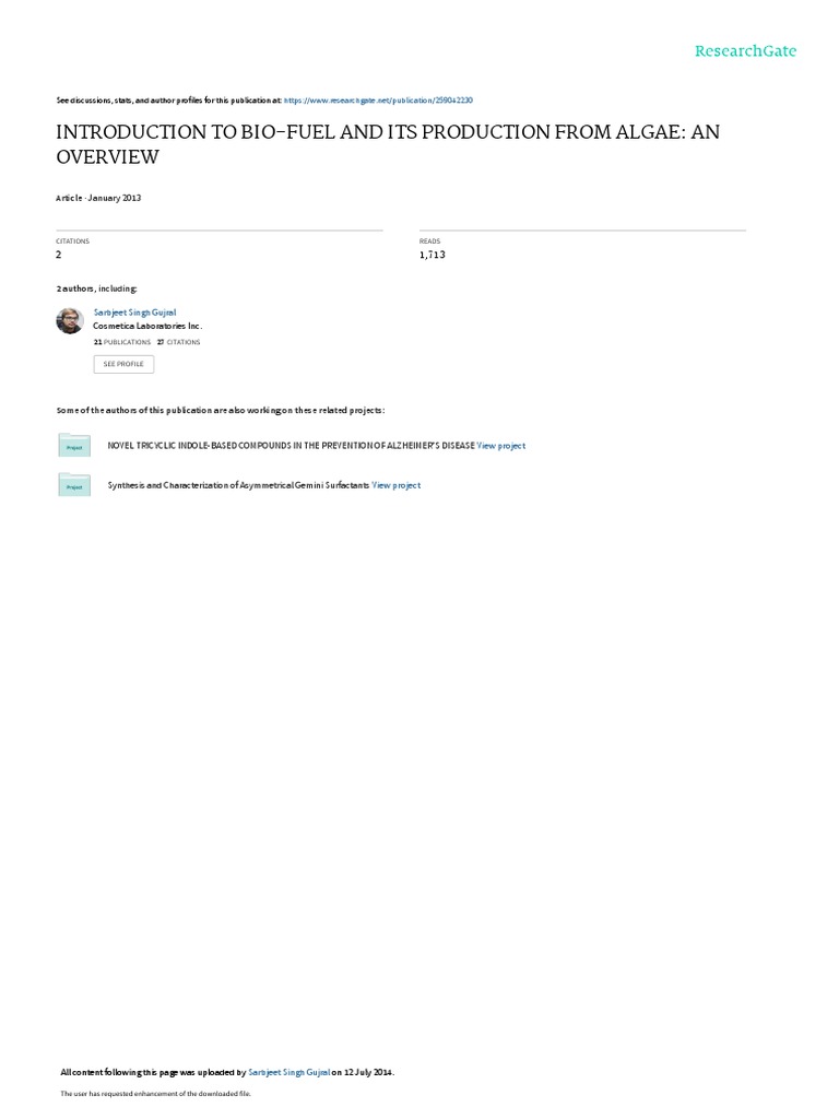 Biofuel Paper Published | PDF | Algae Fuel | Biofuel