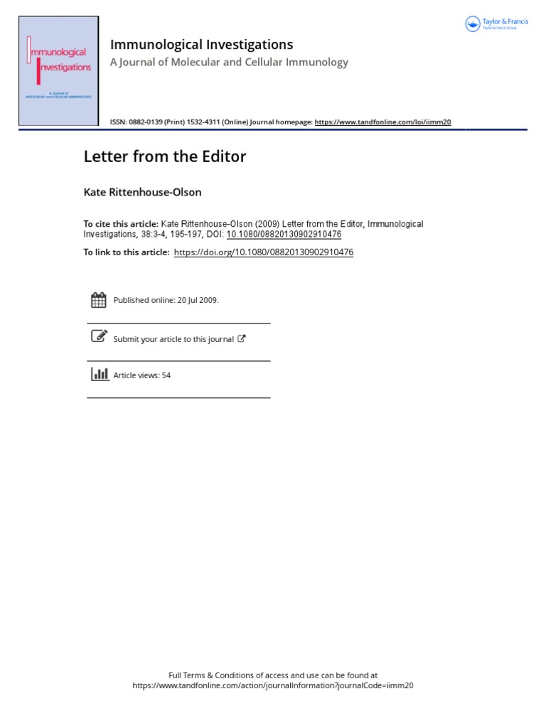 Letter Editor | PDF | Human Leukocyte Antigen | Immunology