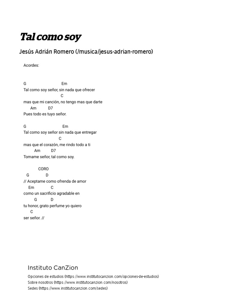 Acordes de Tal Como Soy Jesús Adrián Romero-1 PDF | PDF