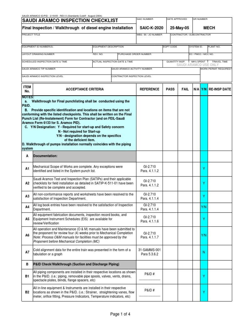 SAIC-A-2013 Rev 0 | PDF | Pipe (Fluid Conveyance) | Valve