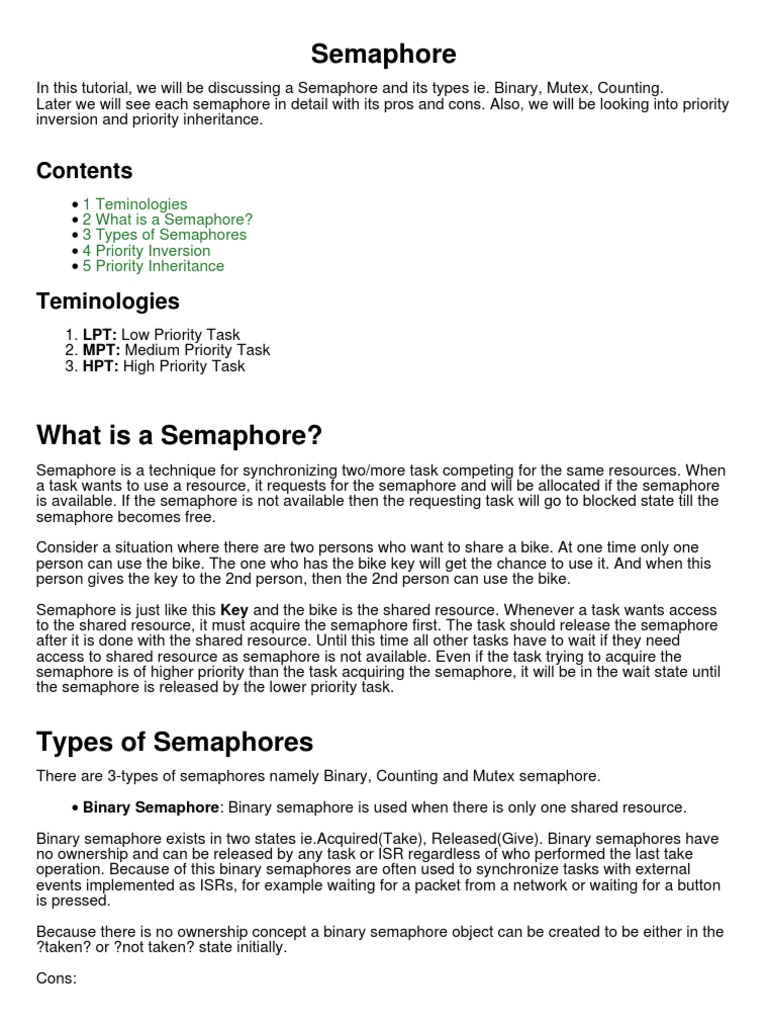 Semaphore: 1 Teminologies 2 What Is A Semaphore? 3 Types of Semaphores 4 Priority Inversion 5 ...