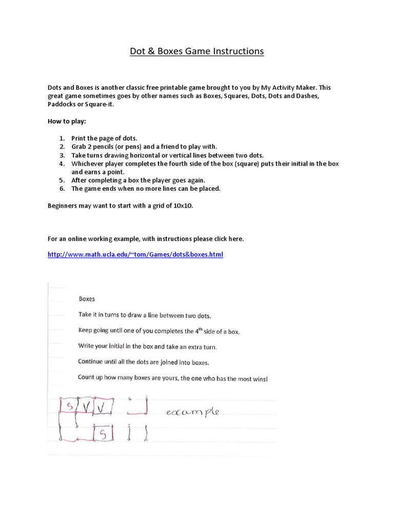 Dot & Boxes Game Instructions: How To Play | PDF