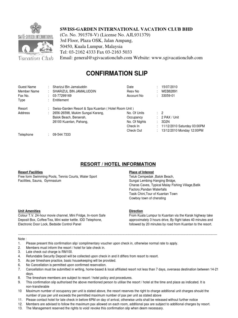 Confirmation Slip | Business